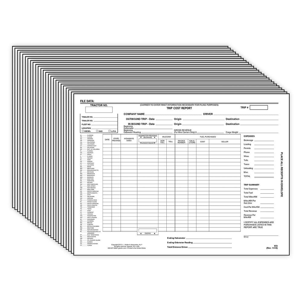 Free Shipping! Trip Cost Report Envelope 25-pk. - Self-Contained ...