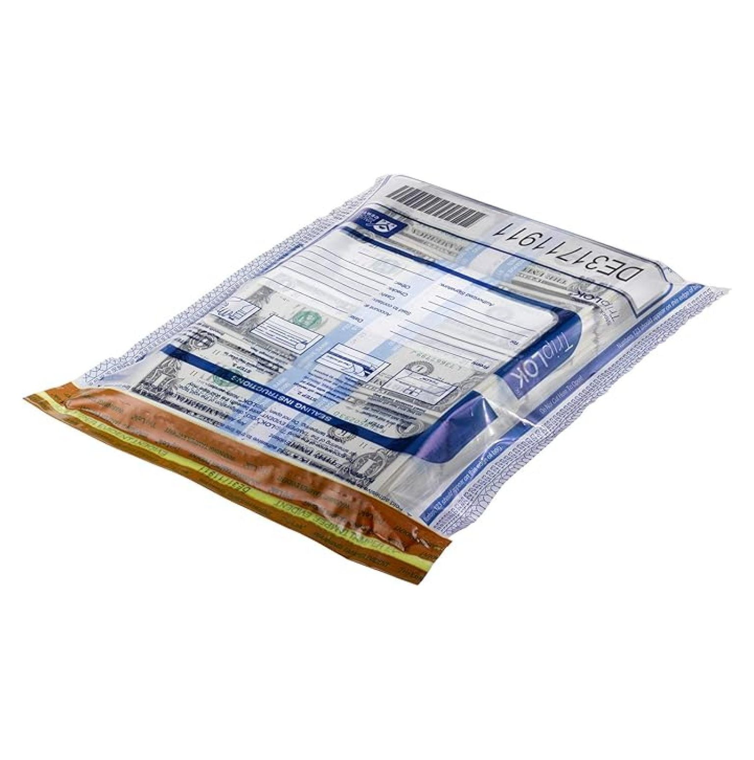 TripLok 15" x 20", White, 50 Bags, Tamper-Evident Deposit Bags for Cash ...