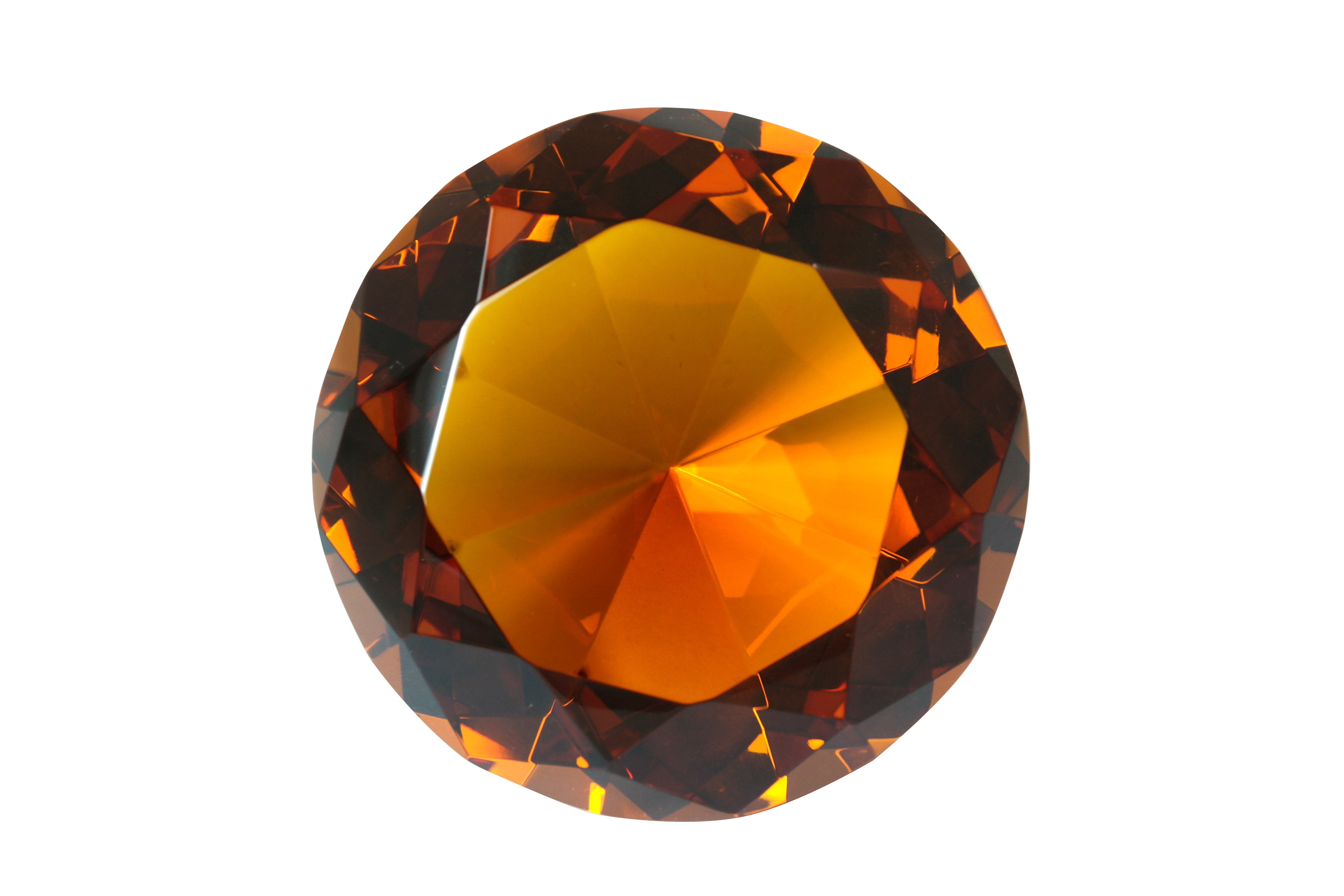 Tripact 100 mm Amber Orange Diamond Shaped Jewel Crystal Paperweight ...
