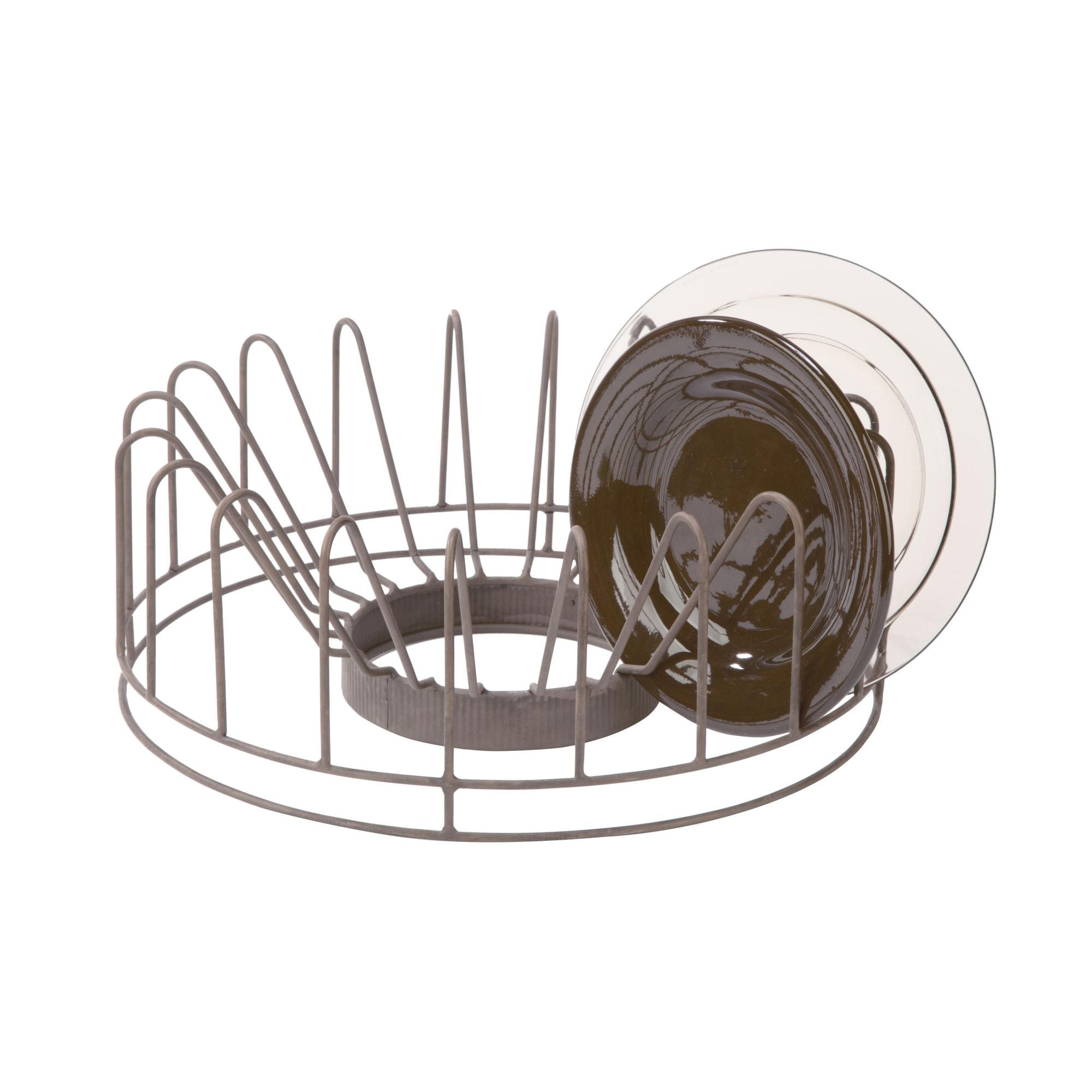 Tripar International 16.25" Brown Contemporary Circular Plate Rack ...