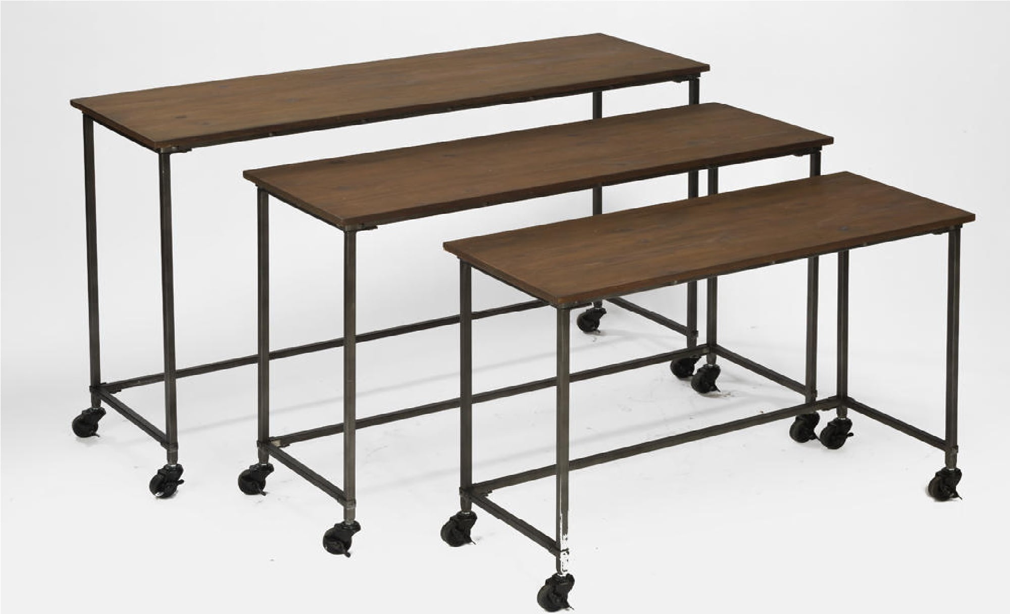 Tripar International Set of 3 Nesting Wooden Tables with Metal Frames ...