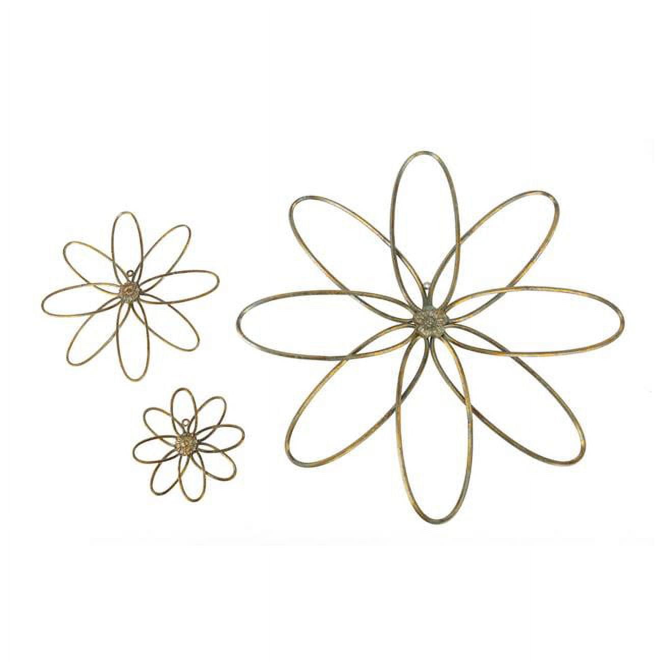 Tripar International, Inc. 3 Piece Distressed Gold Metal Flower Wall ...