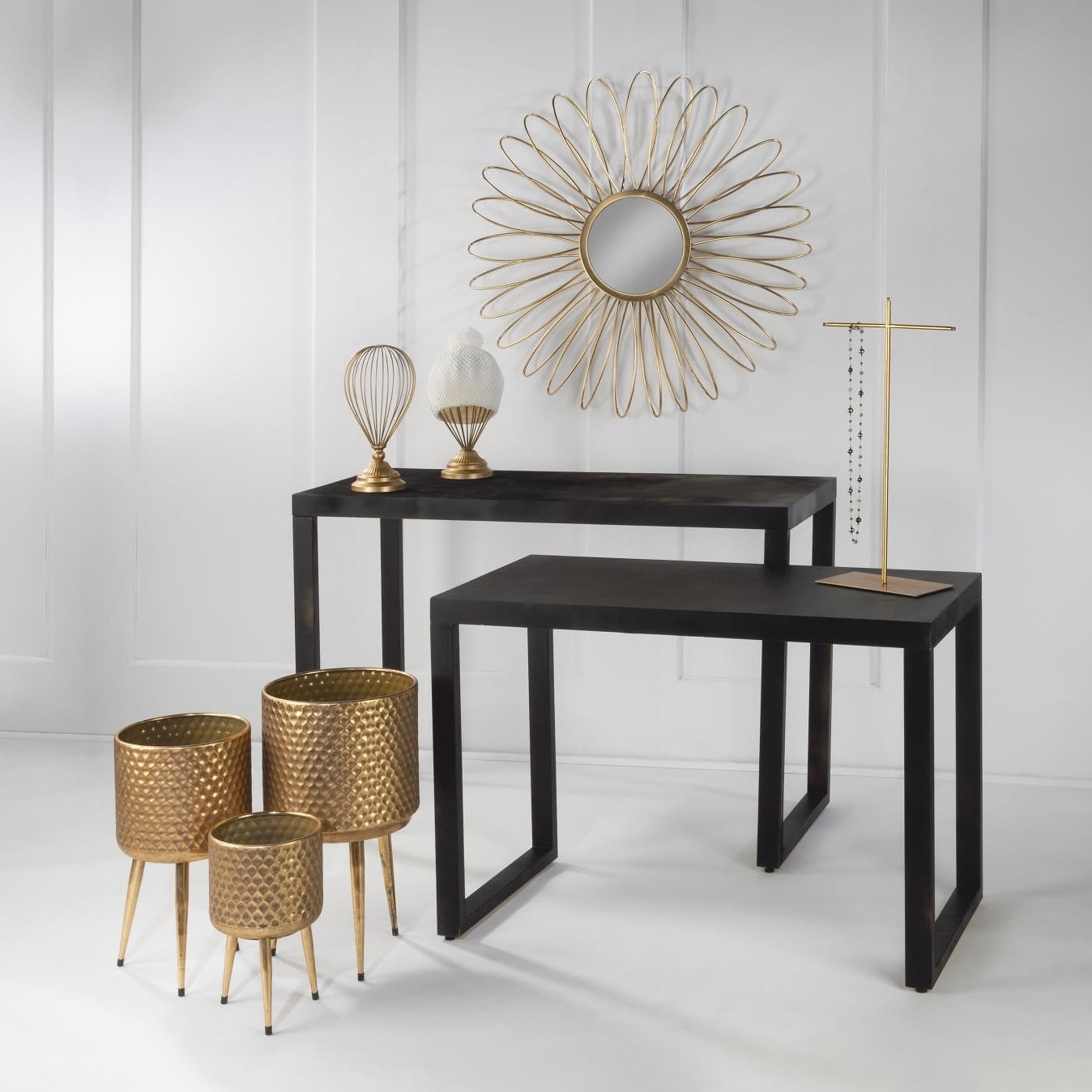 Tripar Modern Black Metal Tables Small - 39.25" x 20" - Walmart.com