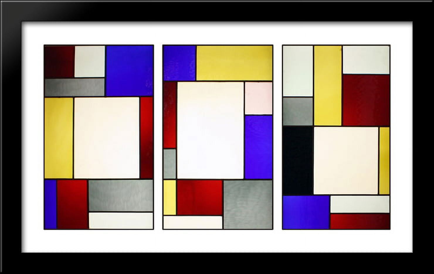 Tripartite stained glass window 40x24 Large Black Wood Framed Print Art ...