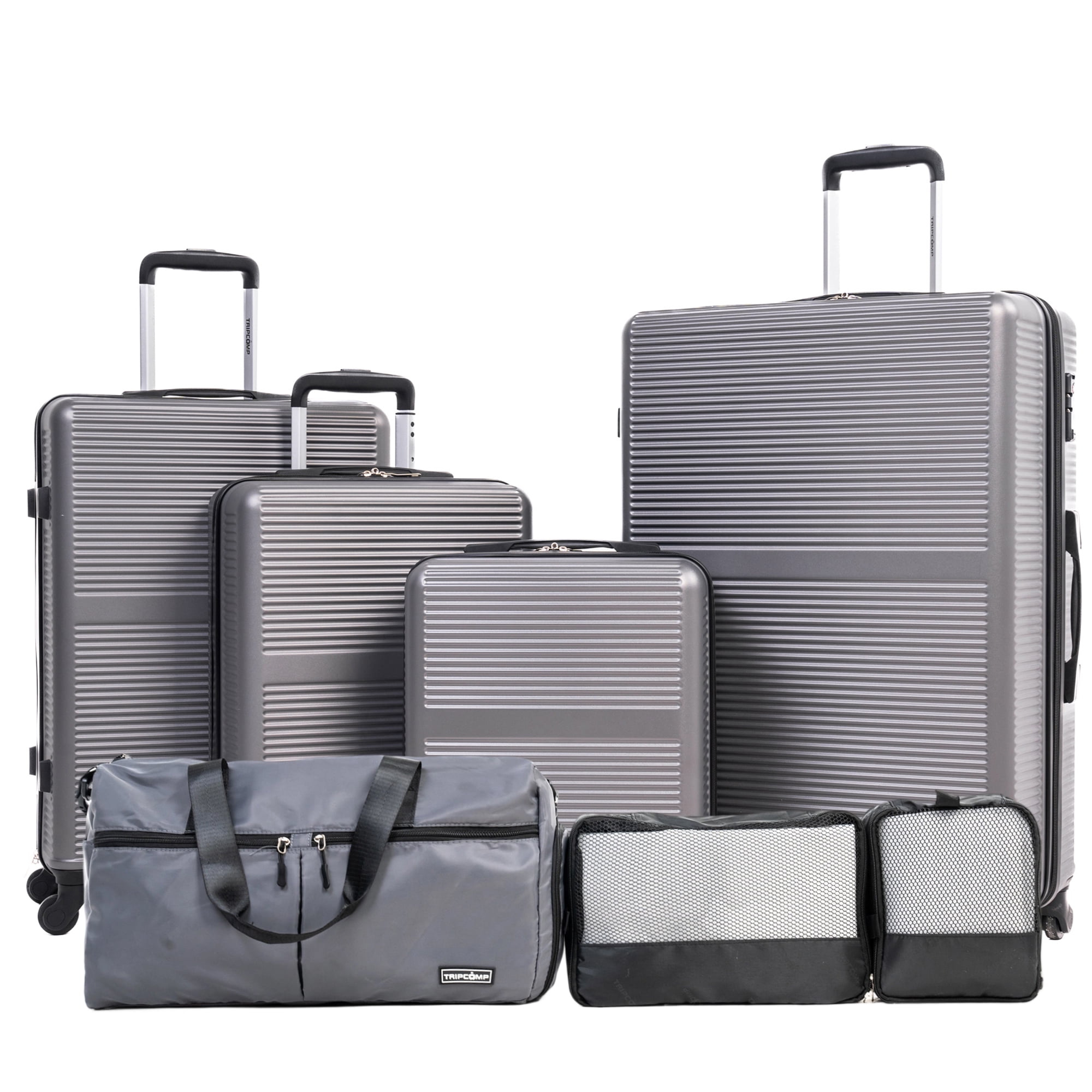 Tripcomp 7 Piece Lightweight Hardshell Luggage Set, Grey, Spinner ...