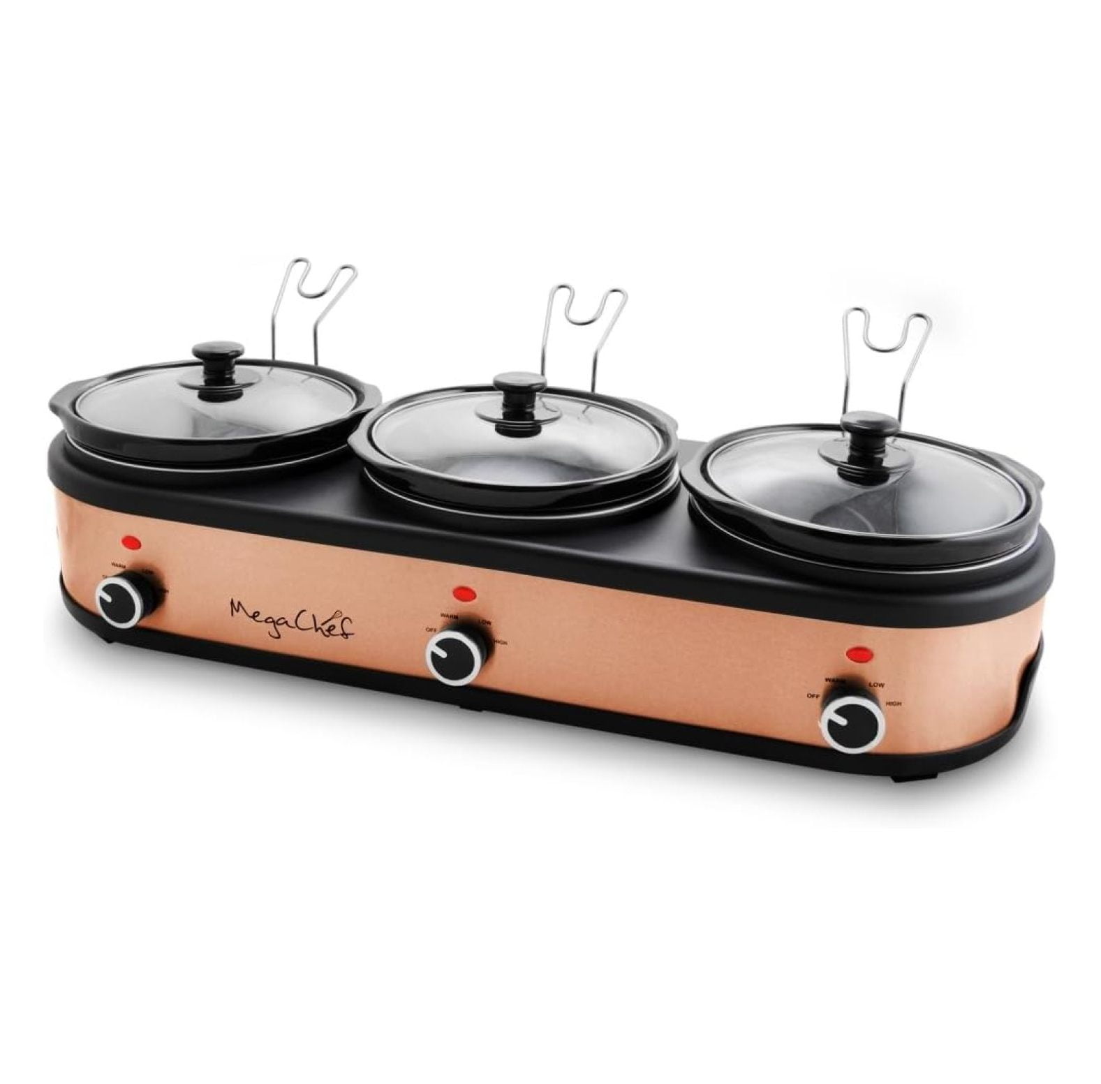 Triple 2.5 Quart Slow Cooker and Buffet Server in Brushed Copper and ...