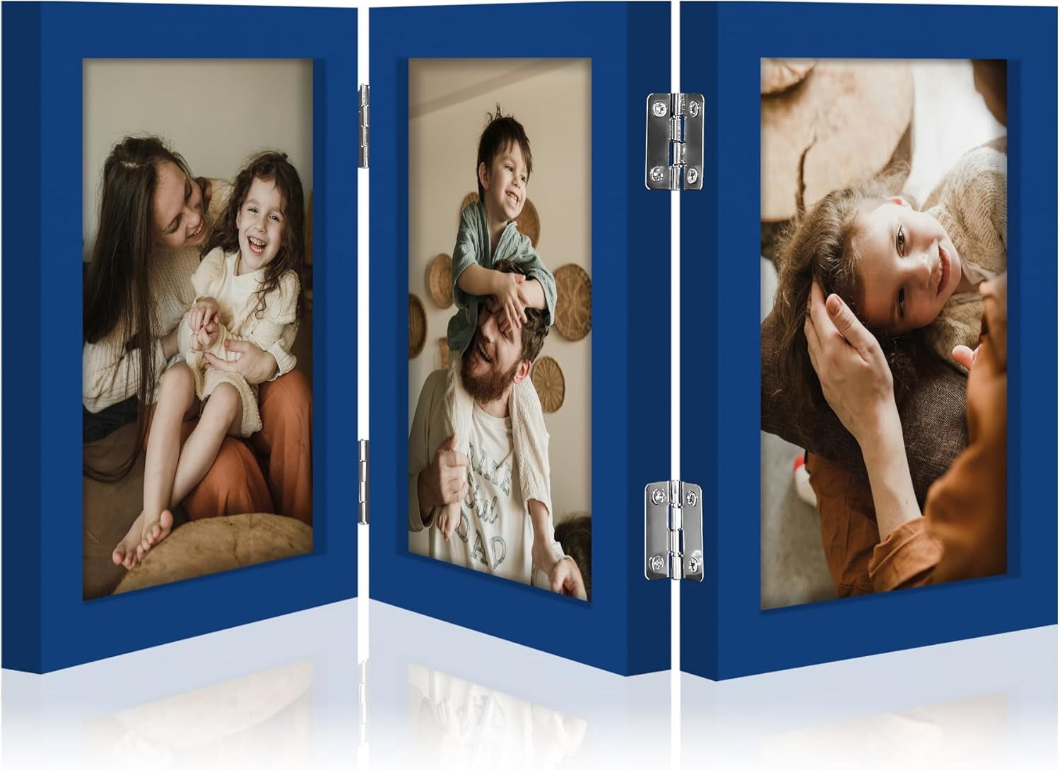 Triple 4x6 Picture Frame Vertical, Engineered Wood Trifold Photo Frame ...