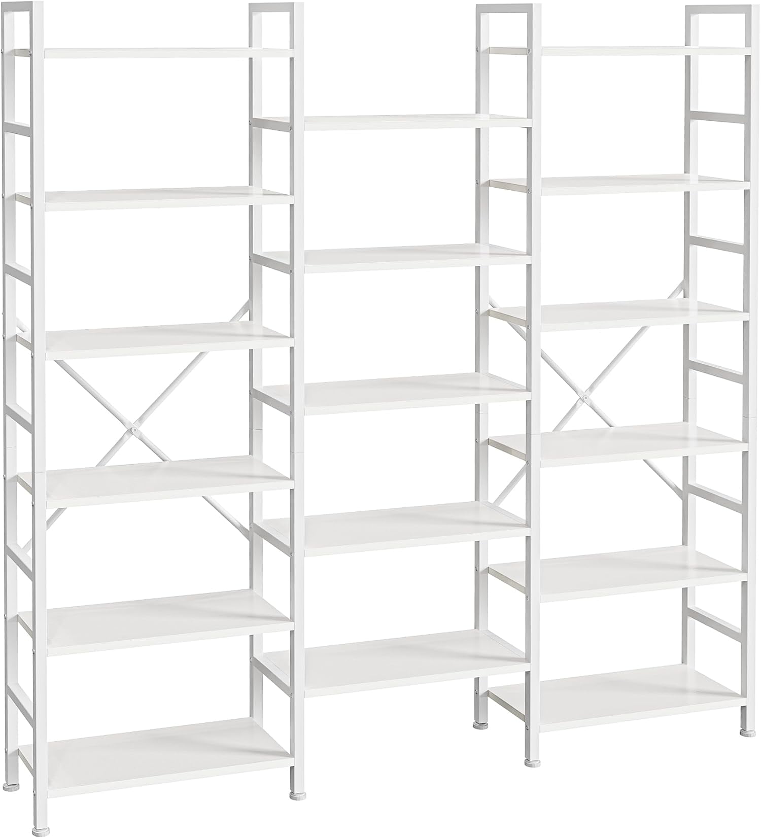 Triple 6 Tier Bookshelf, Bookcase with 17 Open Display Shelves, Wide ...