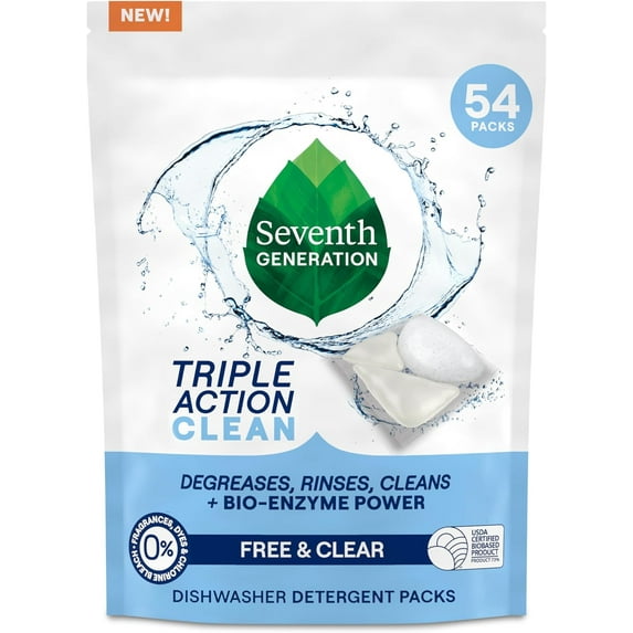 Triple Action Clean Automatic Dishwasher Detergent Packs with Bio ...