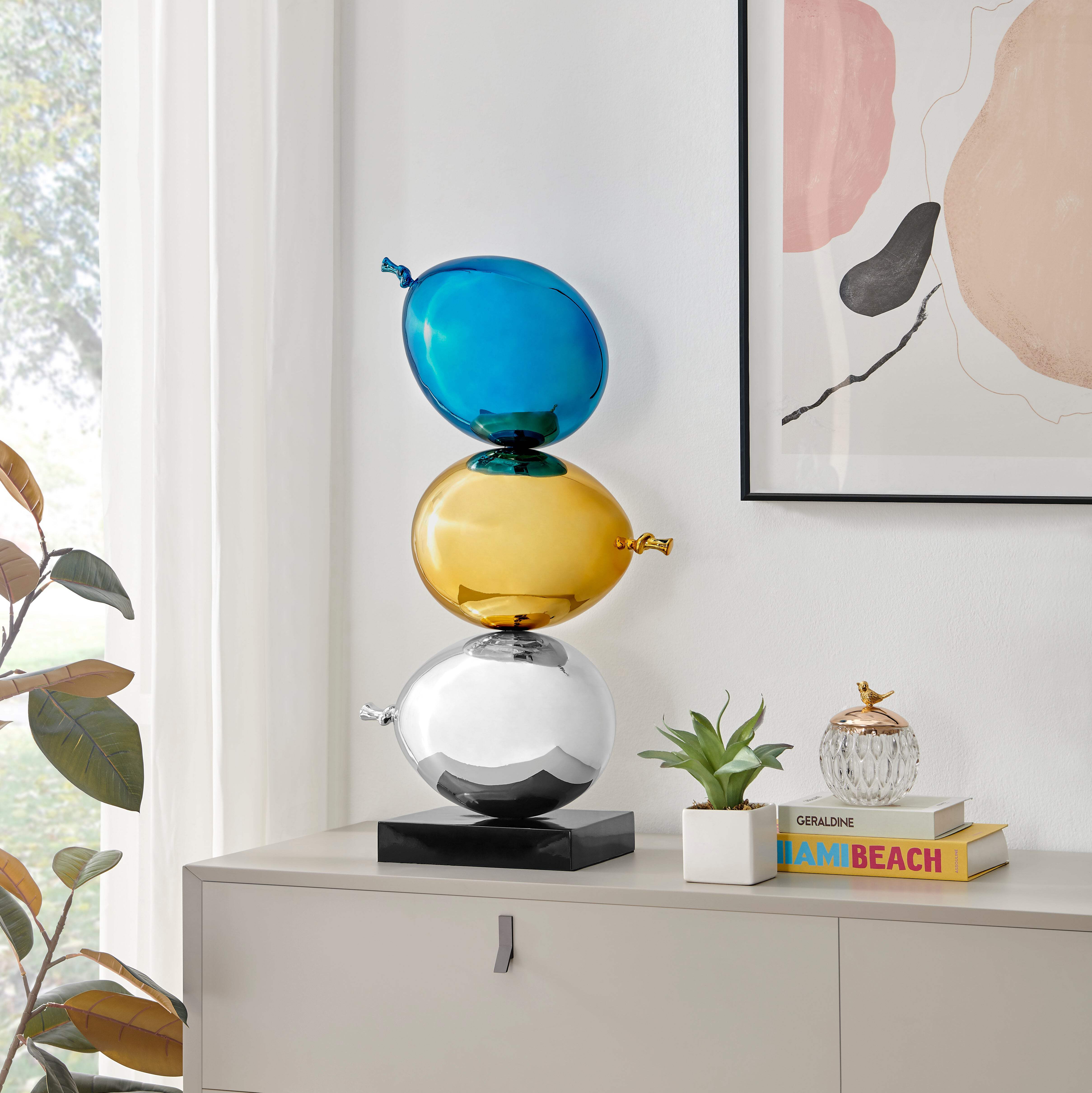 Triple Balloon Sculpture // Chrome, Blue, Gold - Walmart.com