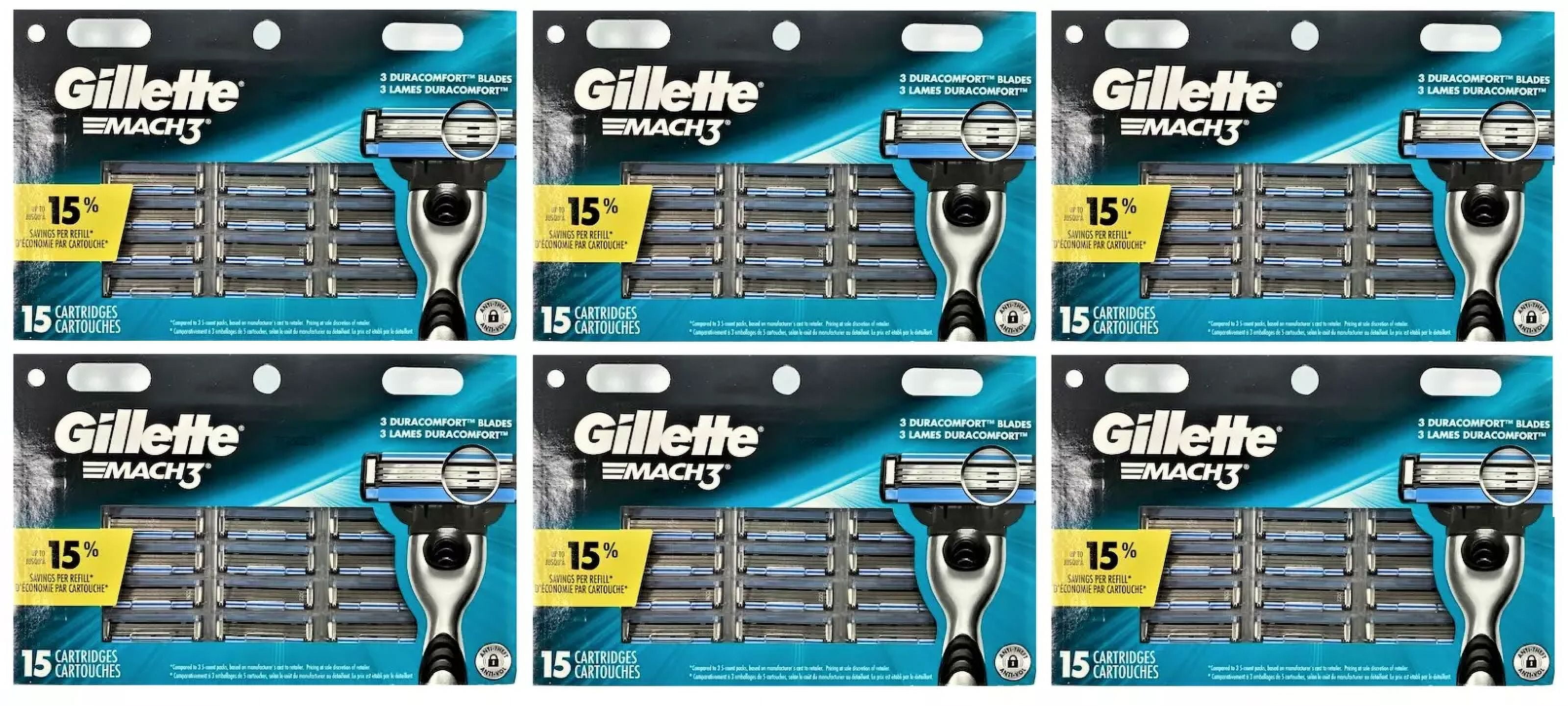 Triple-Blade Mach Razor Refills – 15 Cartridges (6 Pack) - Walmart.com