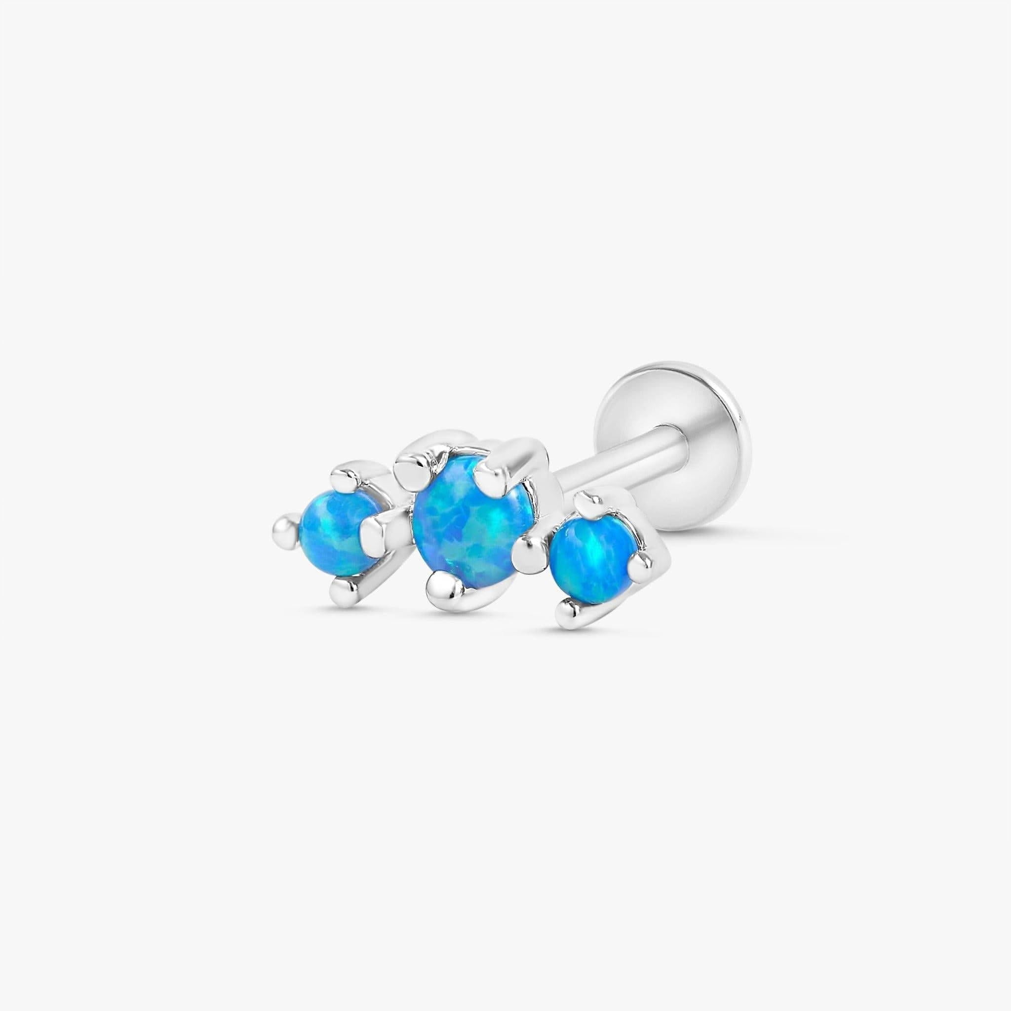 Triple Blue Opal Prong Flat Back Piercing Earring - Walmart.com
