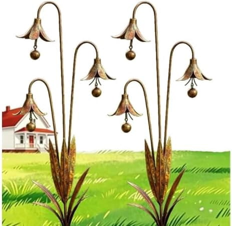 Triple Bluebells Garden Stake Metal Flower Wind Bell For Outdoor Yard ...