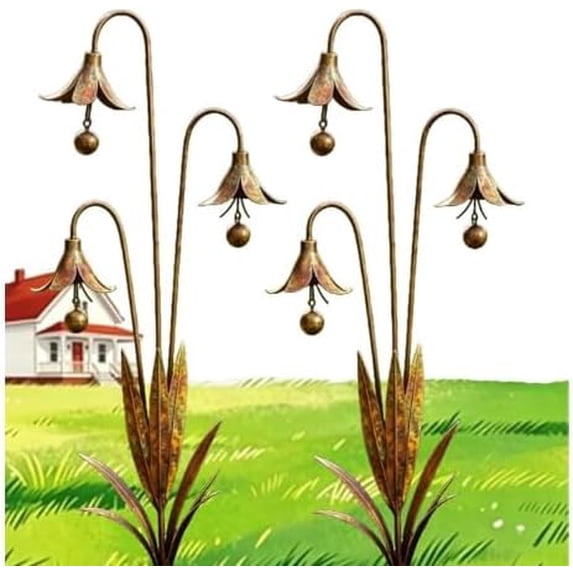 Triple Bluebells Garden Stake Metal Flower Wind Bell For Outdoor Yard ...