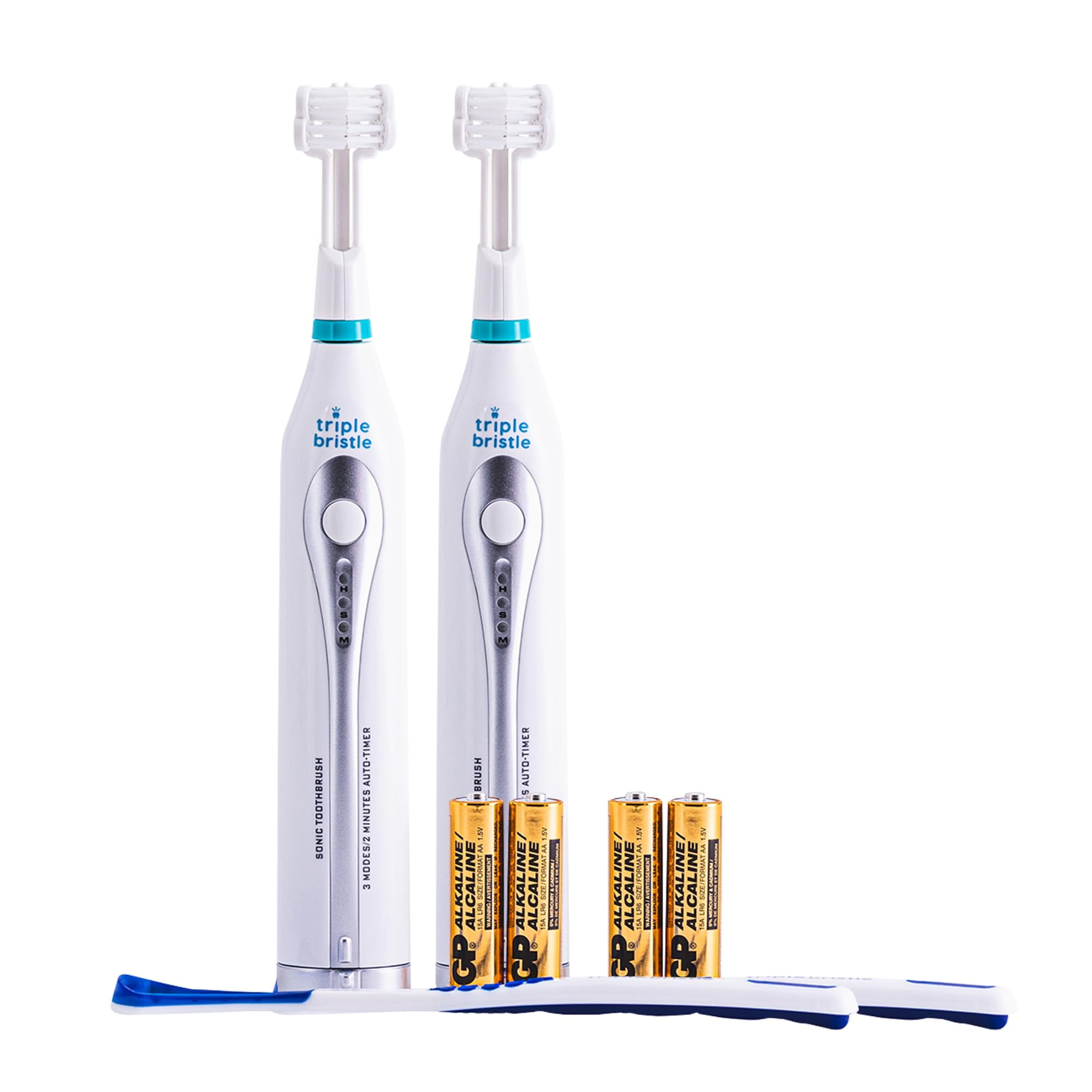 Triple Bristle GO | STF9 Portable AA Battery Sonic Toothbrush Travel ...