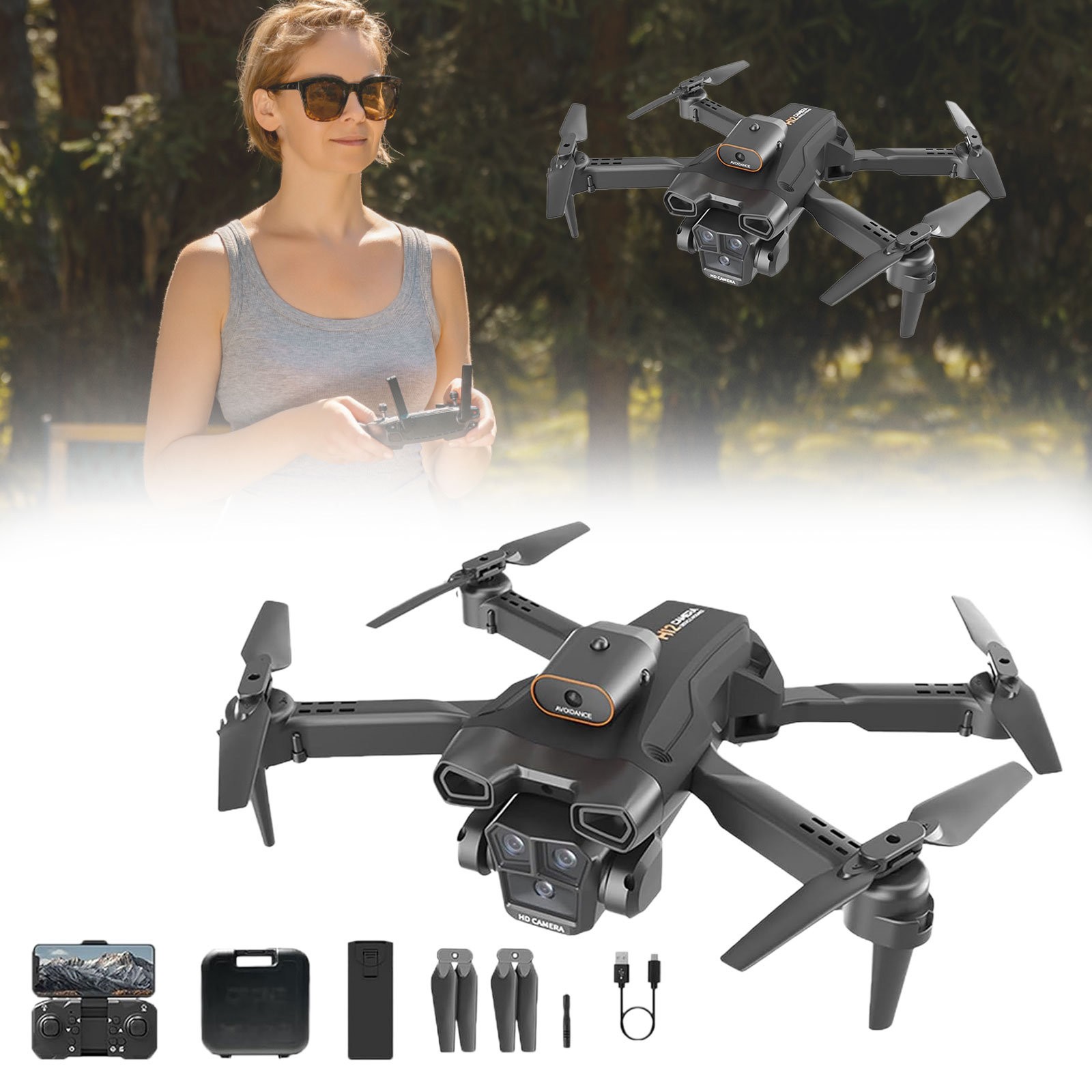Triple Camera 2024 Triple Camera Suitable For Beginners With 3 Batteries RC Quadcopters ...
