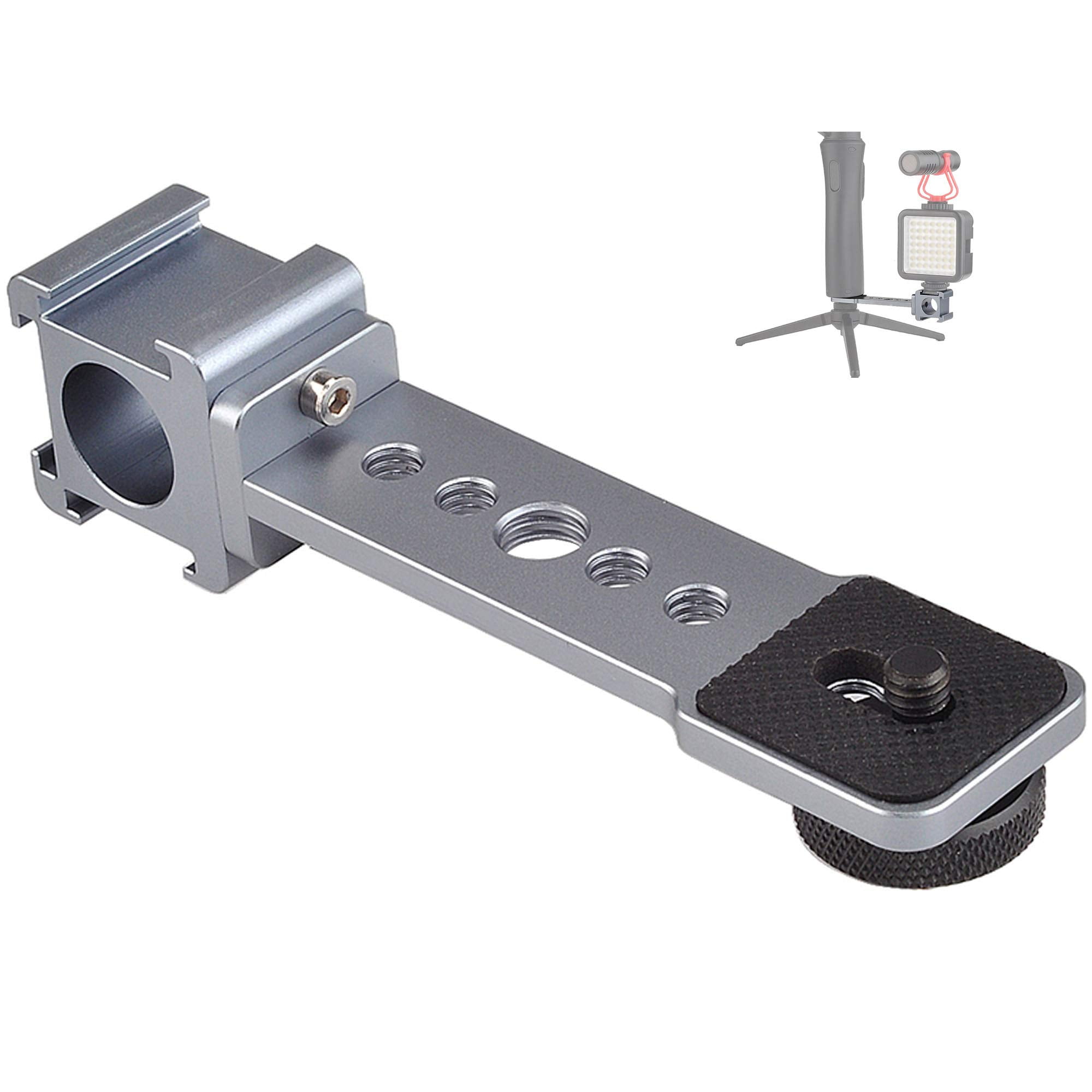 Triple Cold Shoe Gimbal Microphone Mount, Mic Led Light Extension Bar ...