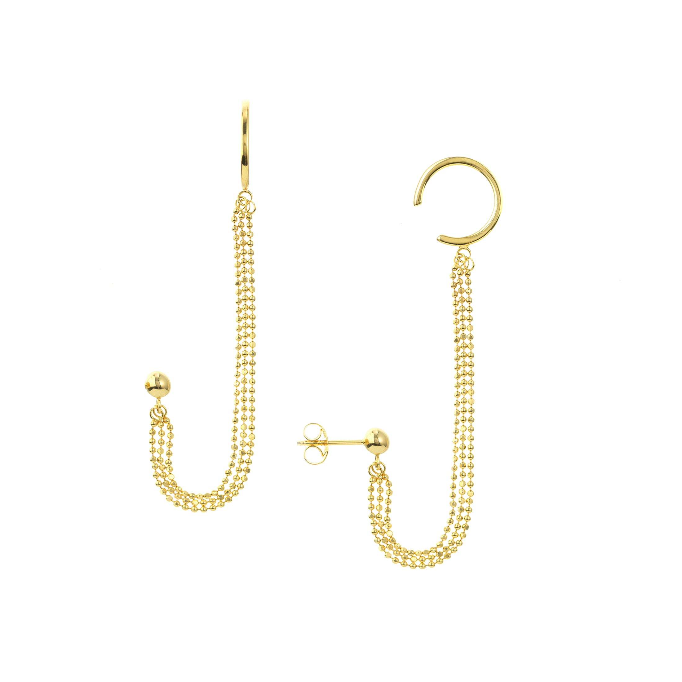 Triple D/C Bead Chain Drape Earrings with Ear Cuff - Walmart.com