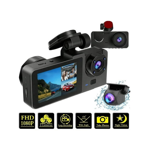 Triple Dash Cam 4K Front & 1080P Rear/Interior, 3 Channel Car Camera ...