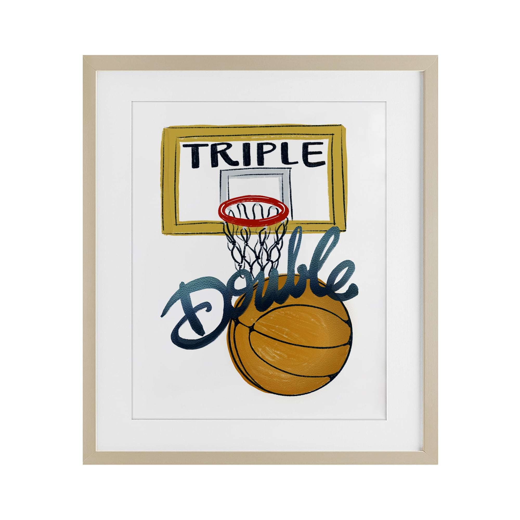 Triple Double Basketball Birch Framed Print Under Glass, design by ...