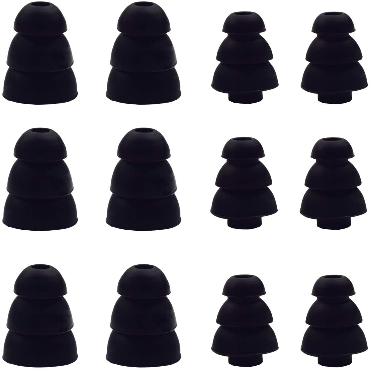 Triple Flange Replacement Eartips, Soft Noise-Isolation Silicone Ear ...