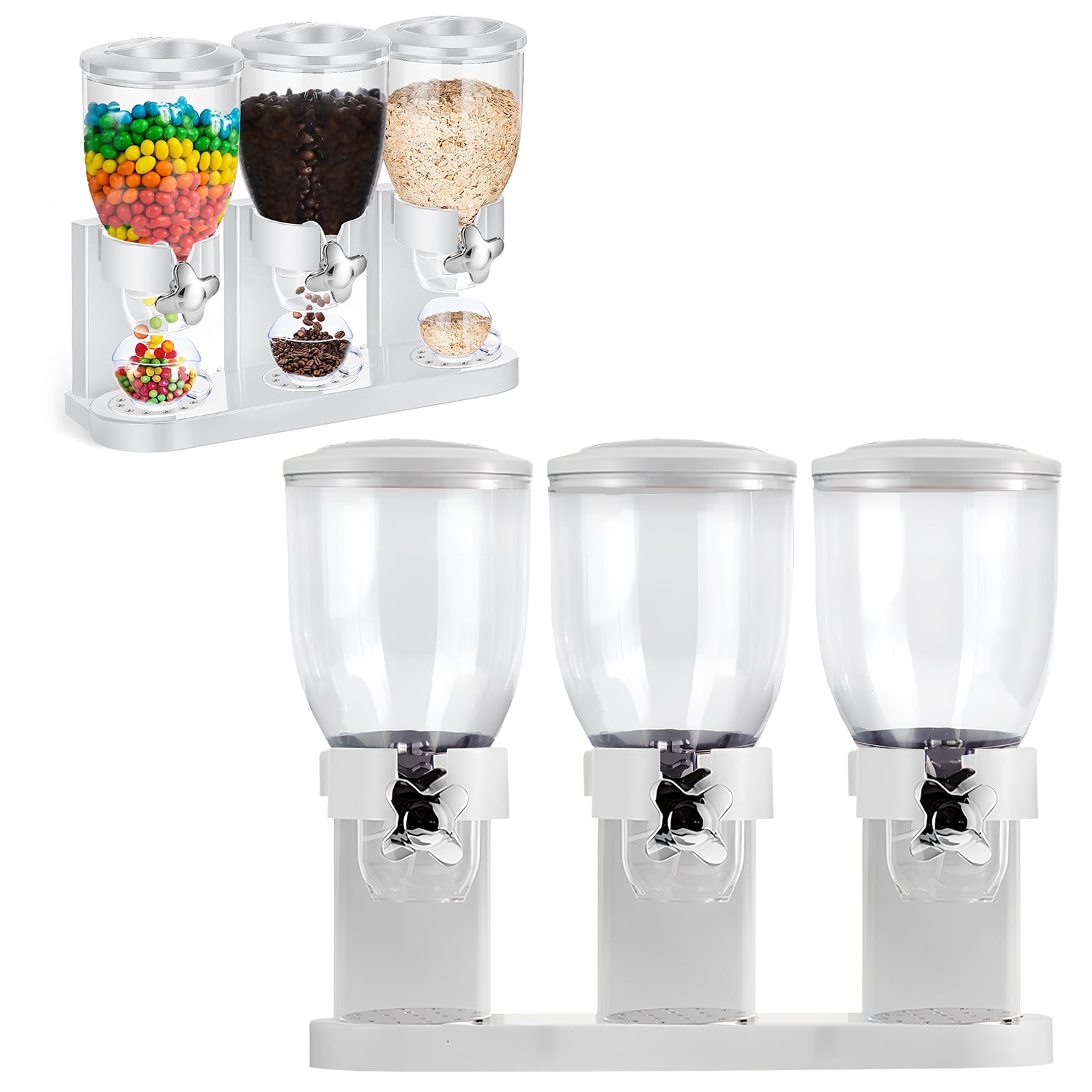 Triple Food Dispenser - 2L Dry Food Dispenser for Grains and Cereals in ...