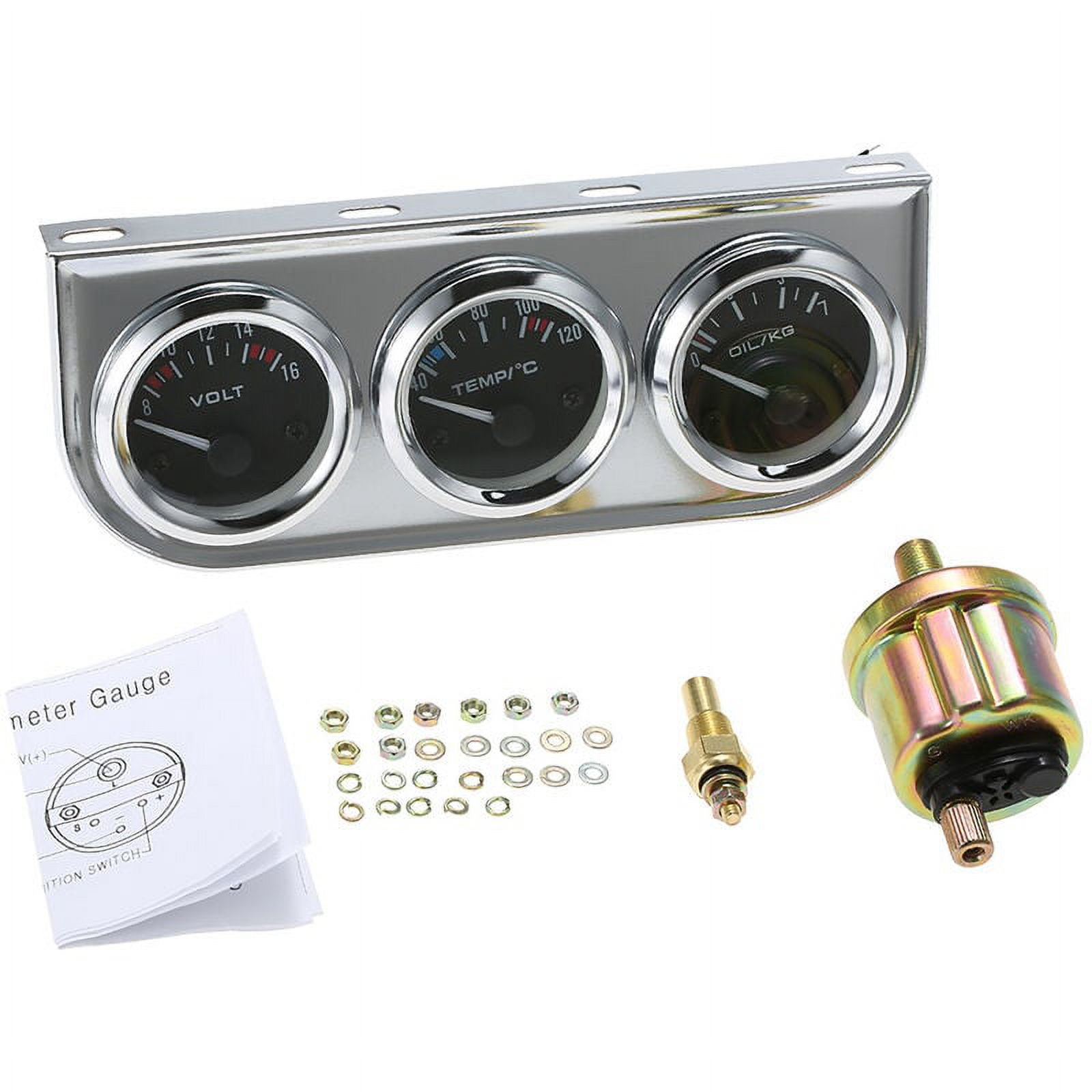 Triple Gauge Meter Kit, Autogage Chrome Console, 3 In 1 Monitoring ...