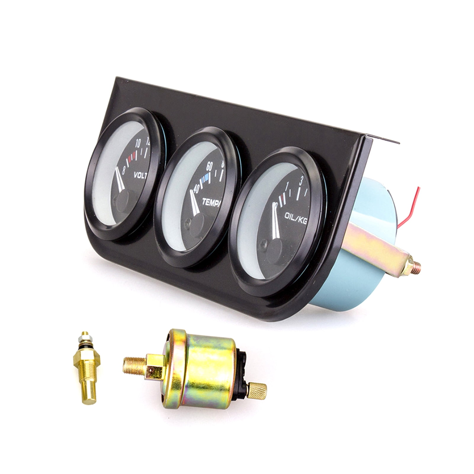 Triple Gauge,Meter Water Temperature 3-in-1 Volt Meter Kit 2-inch(52mm) 3-in-1 Meter Oil ...
