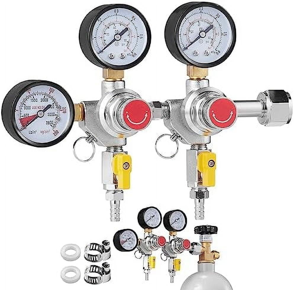 Triple Gauge Regulator, CO2 Regulator Gauge with 0-60PSI, Heavy Duty ...