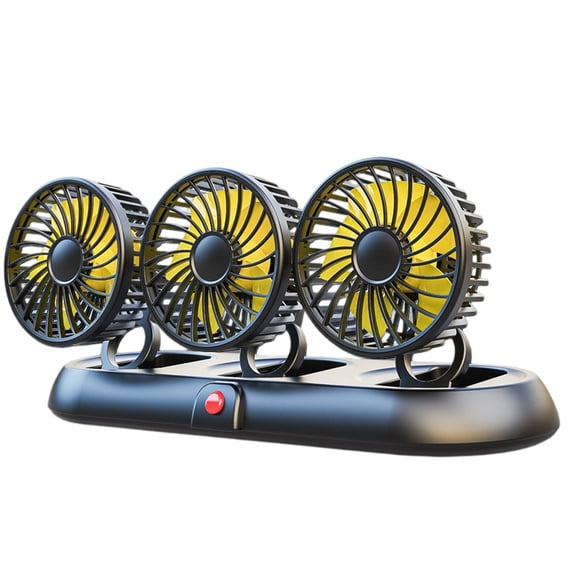 Triple Head Car Fan, 360° Rotatable Adjustable Dashboard Cooling Fan ...