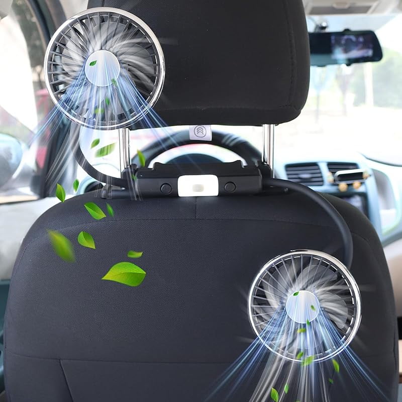 Triple-Head Fan for Car, Portable AC for Car with 360 ° Rotation ...