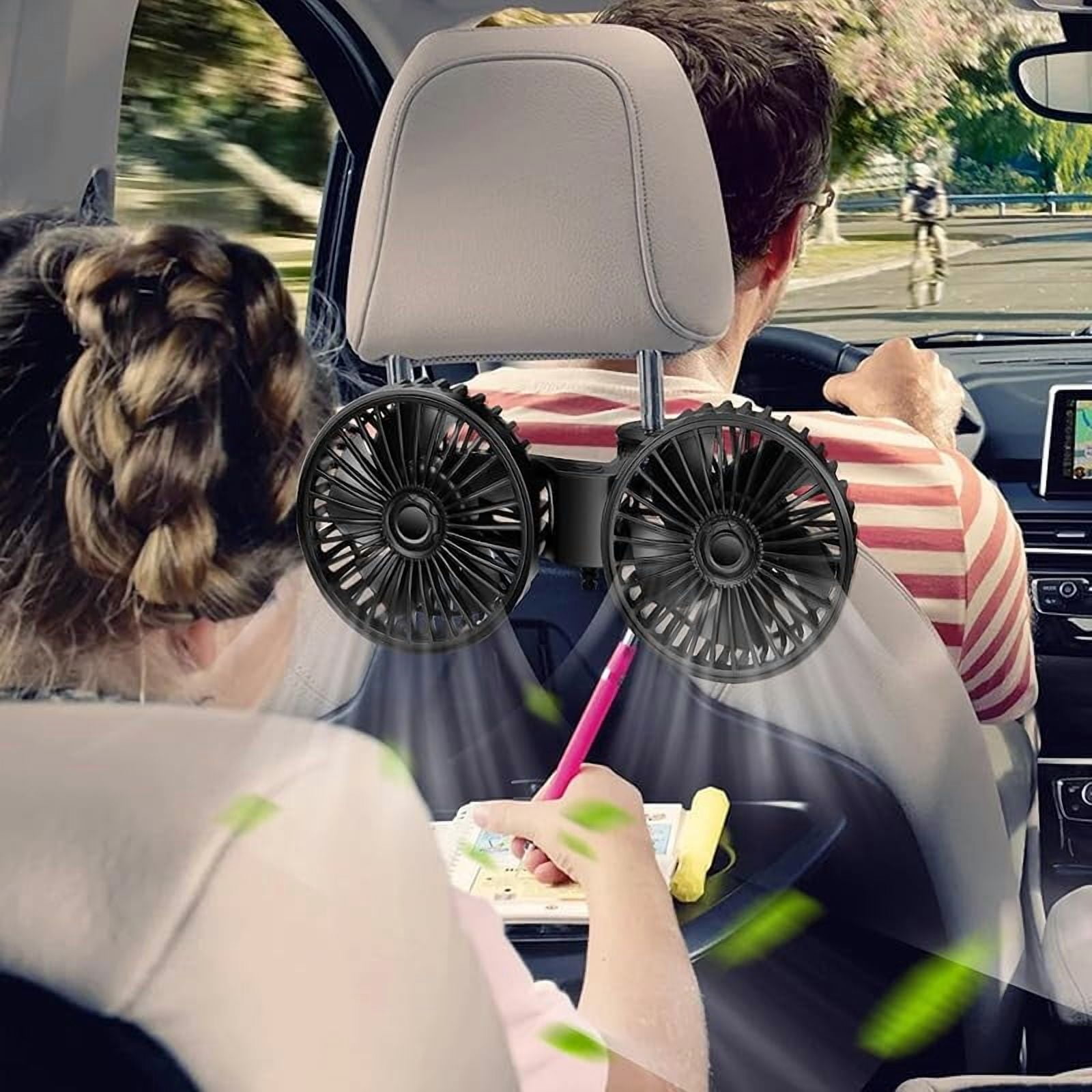Triple-Head Fan for Car, Portable AC for Car with 360 ° Rotation Cigarette Lighter Plug for Car ...