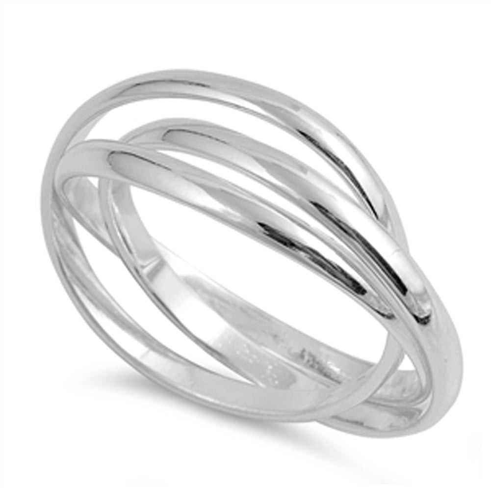 Triple Interlocked Rolling Stacking Ring Sterling Silver Wedding Band ...