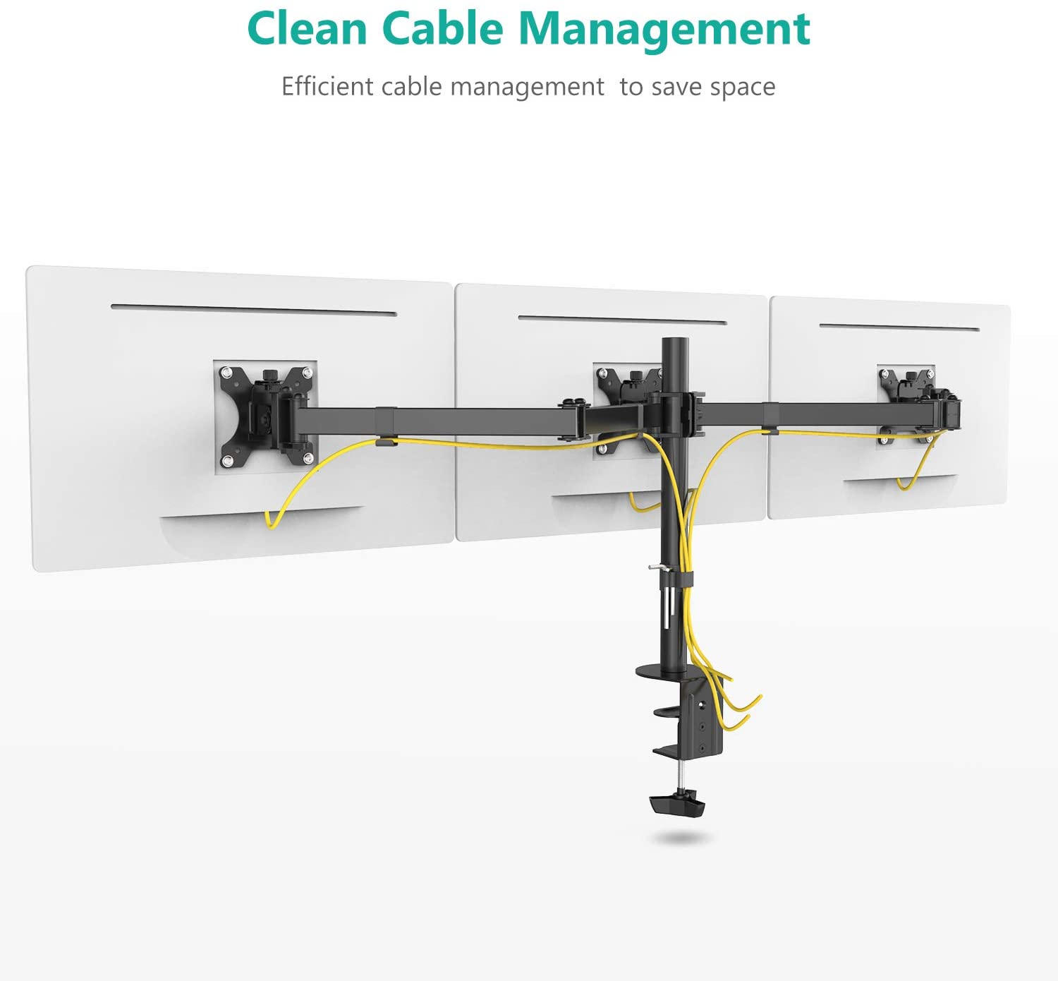 Triple LCD Monitor Desk Mount Fully Adjustable Horizontal Stand Fits 3 ...