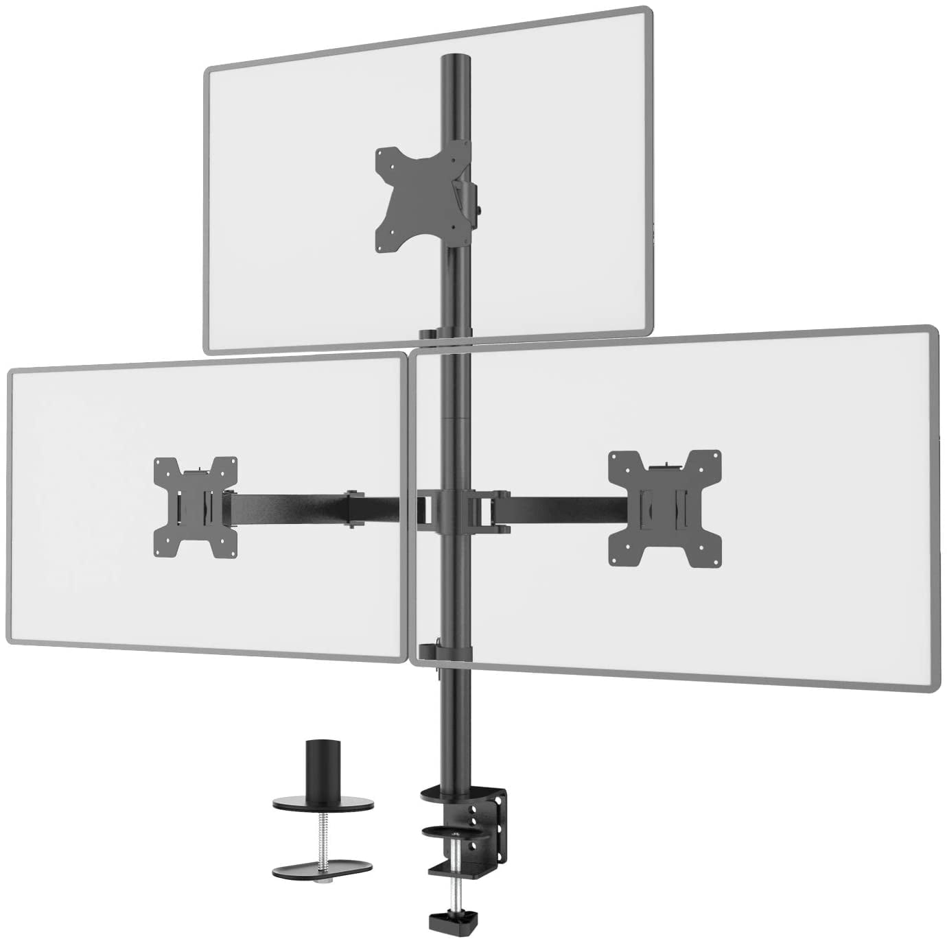 Triple LCD Monitor Desk Mount Fully Adjustable Stand Fits 3 Screens up ...