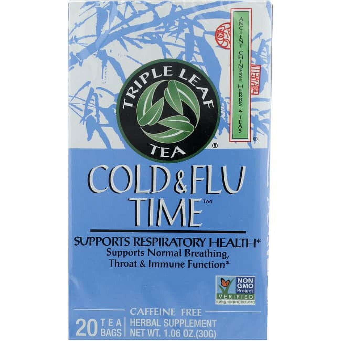 Triple Leaf Tea Herbal, Non-GMO, Caffeine-Free, Cold & Flu Time, 20 Tea ...