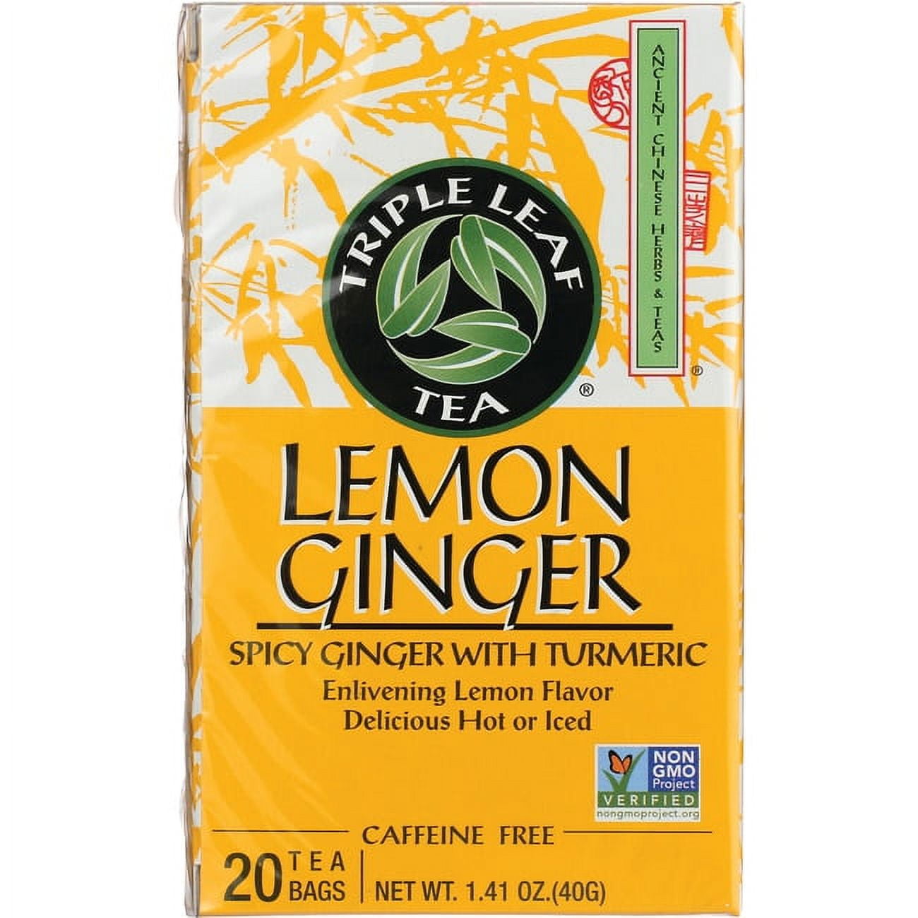 Triple Leaf Tea - Pure Caffeine Free Lemon Ginger Herbal Tea, 20 Tea ...