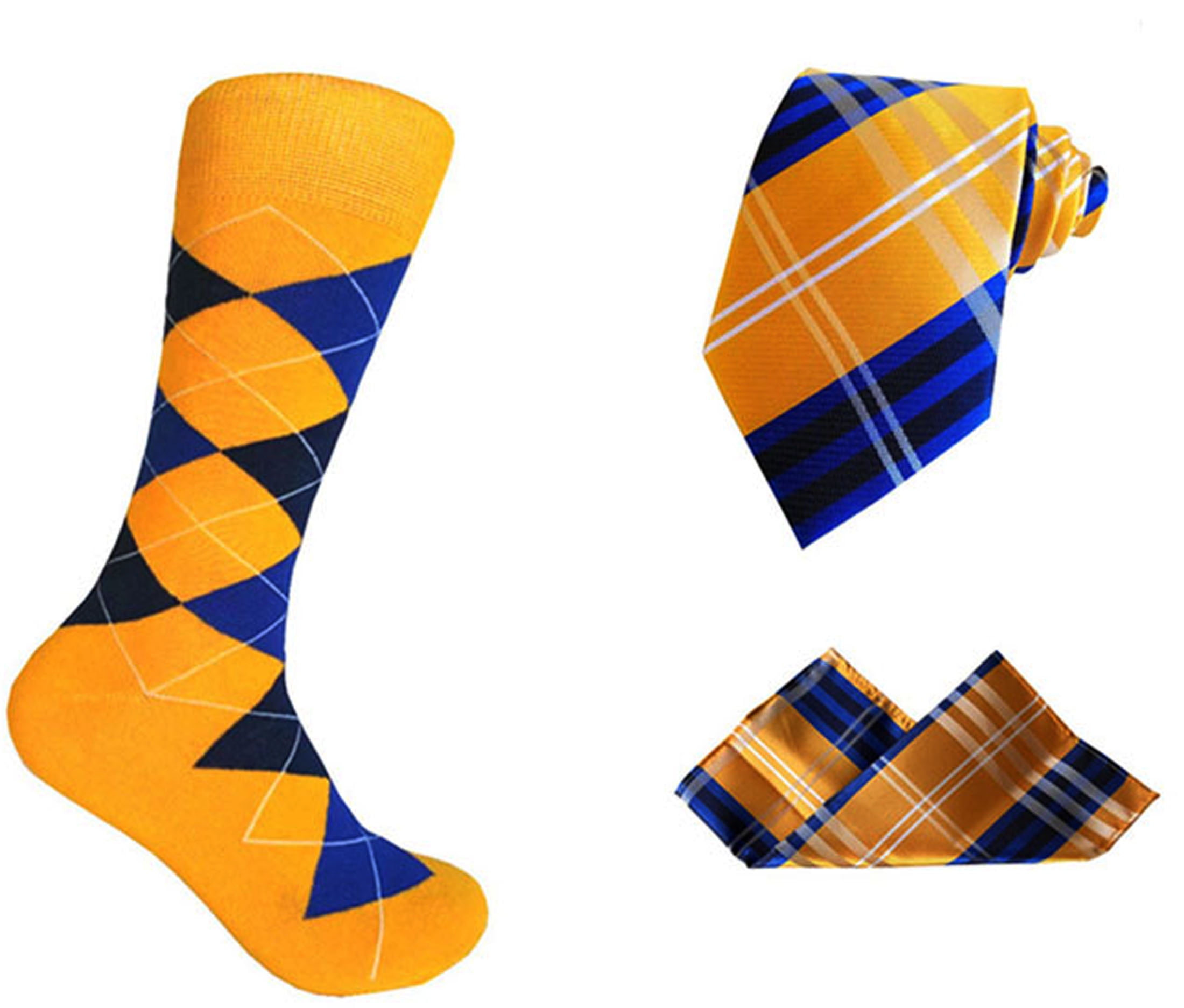 Triple M Plus Novelty Men's Argyle Socks with Necktie and Pocket Square ...