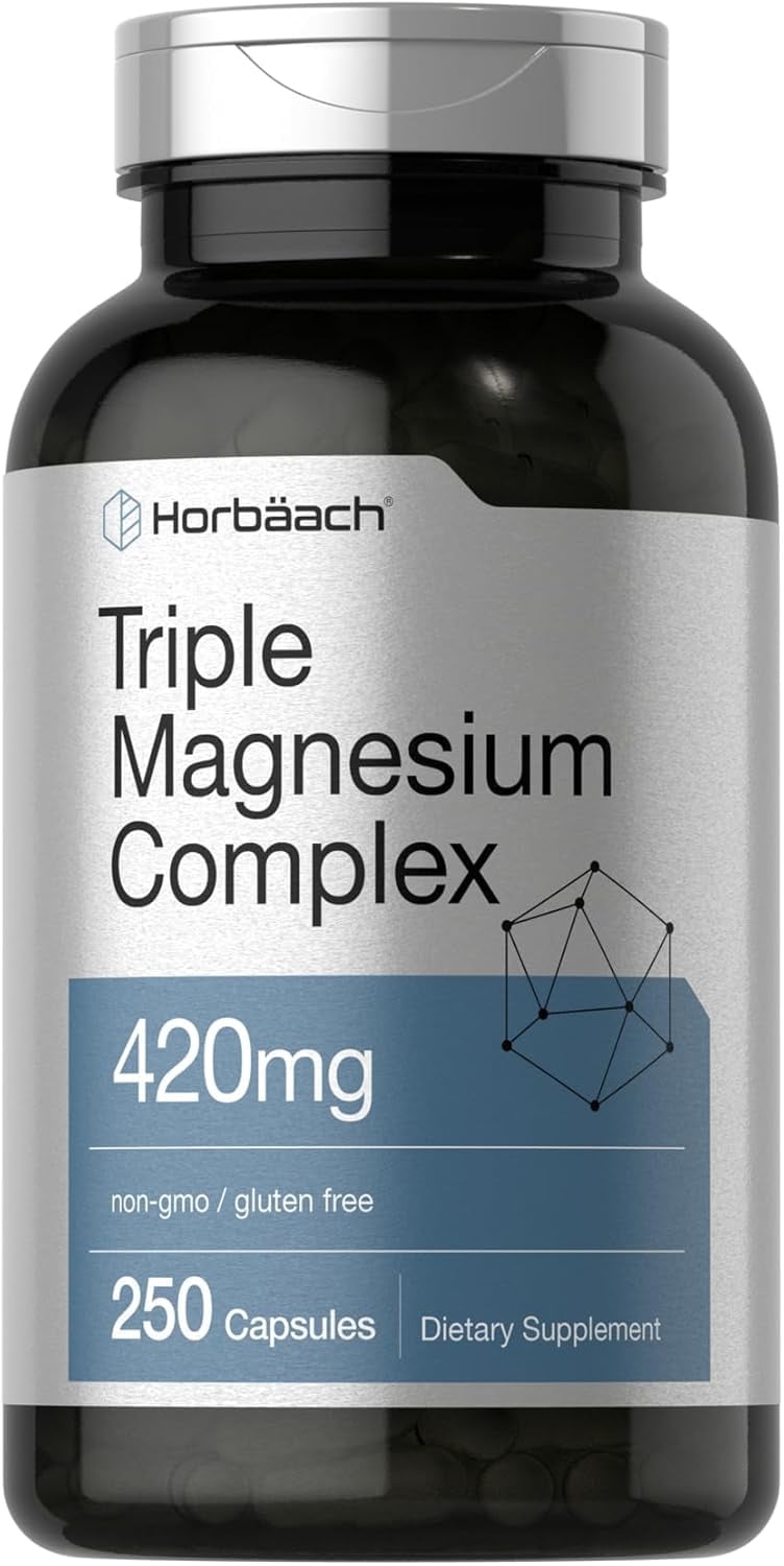 Horbaach Triple Magnesium Complex, 420 mg, 250 Capsules, For Men and ...