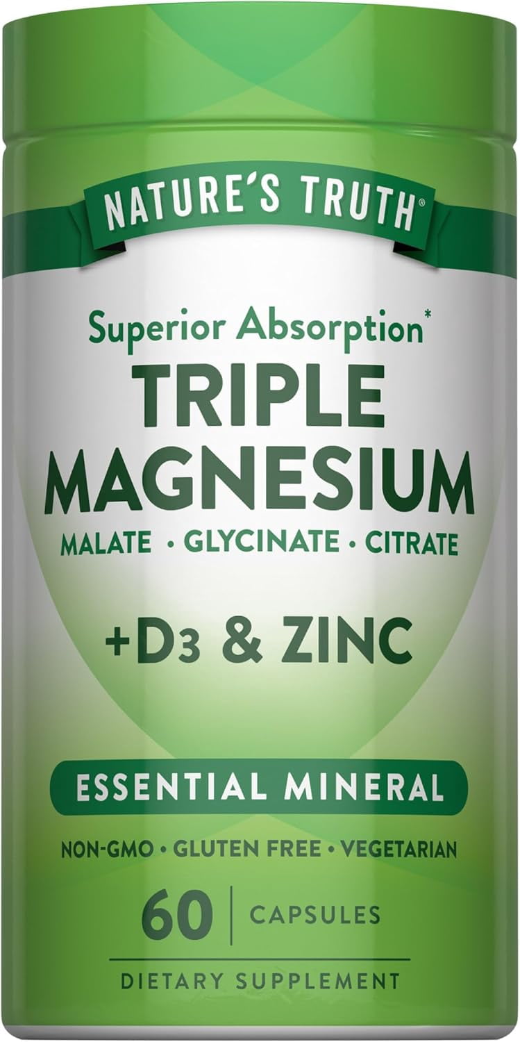 Triple Magnesium Complex Supplement | 60 Capsules | Glycinate, Citrate ...