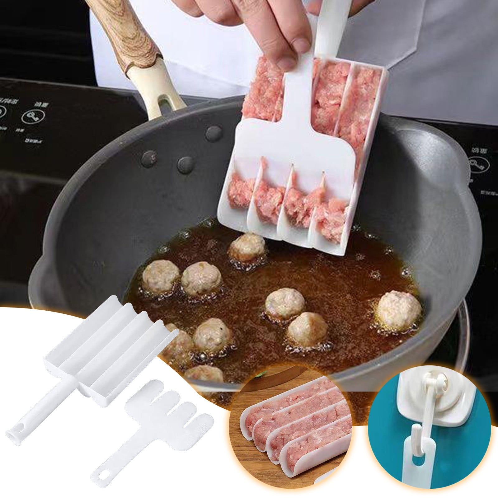 Triple Meatball Maker,Meat Baller Spoon with Cutting Spade,DIY Meatball ...