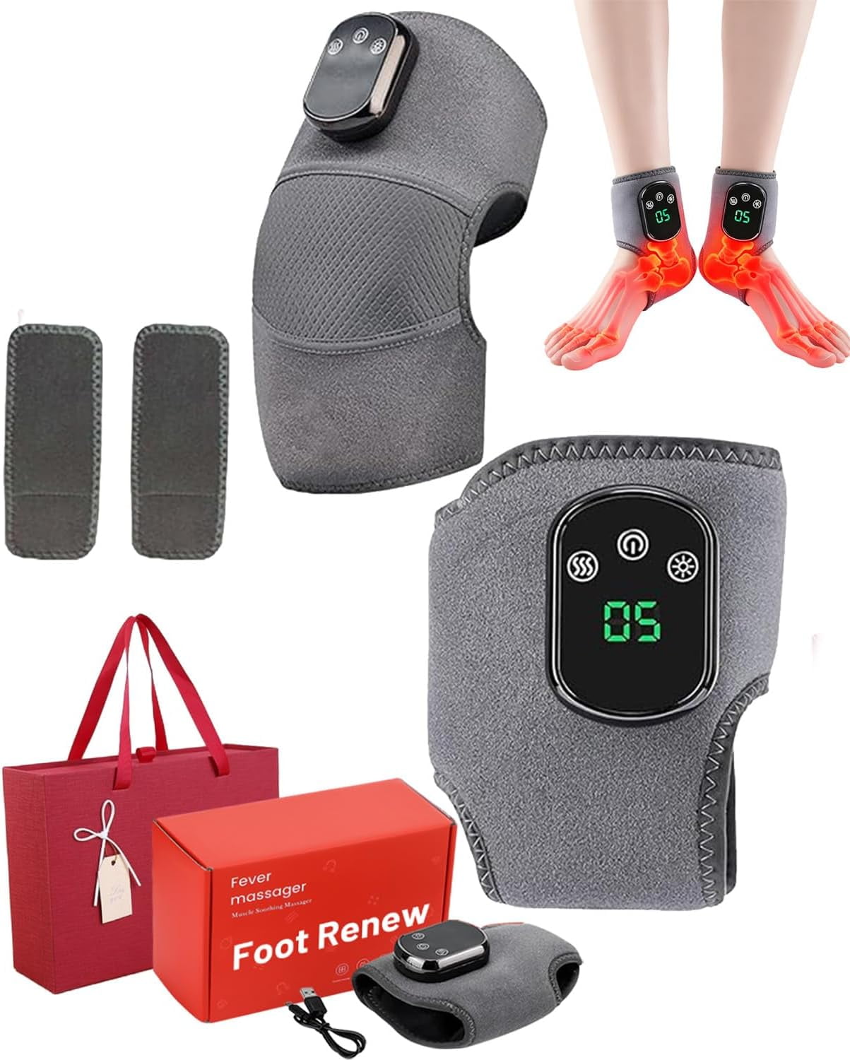 Triple Method Foot & Body Massager with Heat, Wireless Triple Action ...