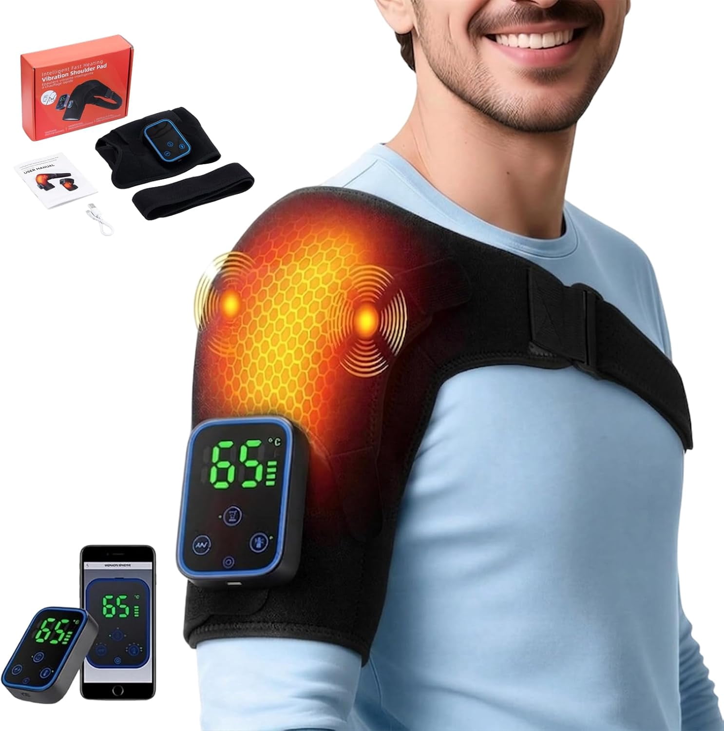 Triple Method Shoulder Massager – Shoulder Heating Pad with Massage, 3 ...