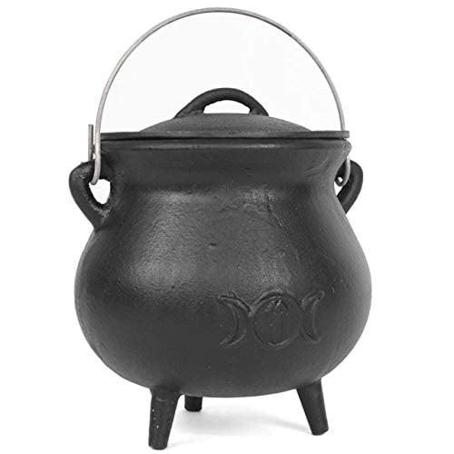 Pacific Giftware 7.5 Inches Cast Iron Cauldron with Triple Moon Design ...