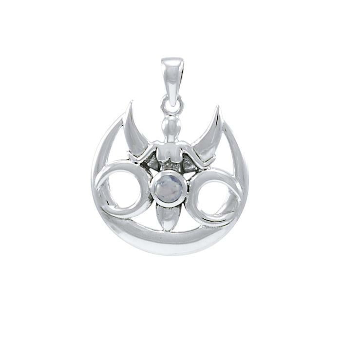 Triple Moon Goddess 925 Sterling Silver Pendant Rainbow Moonstone ...
