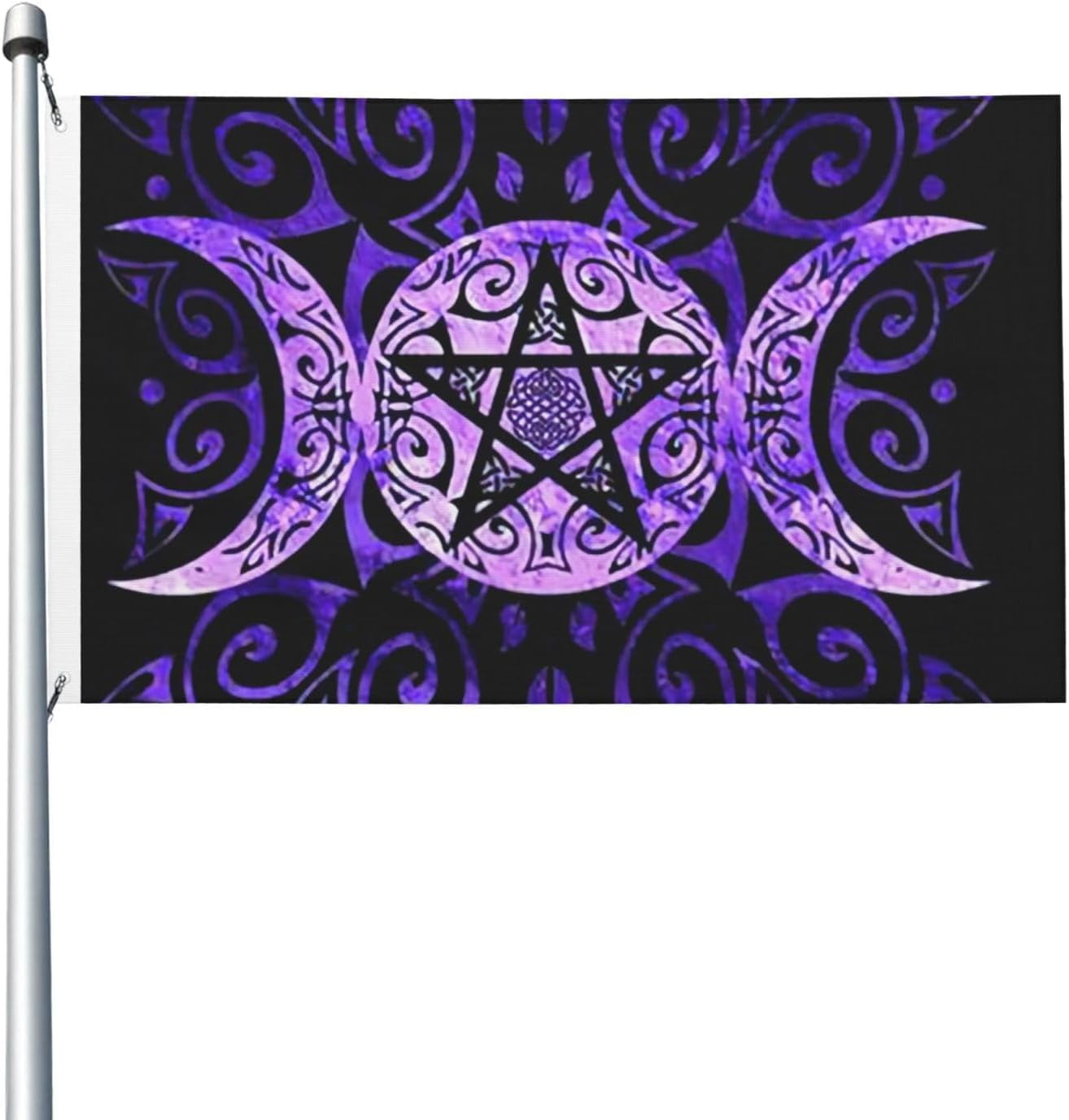 Triple Moon Goddess Pentagram Wiccan Flag Sided Outside Large Banner ...