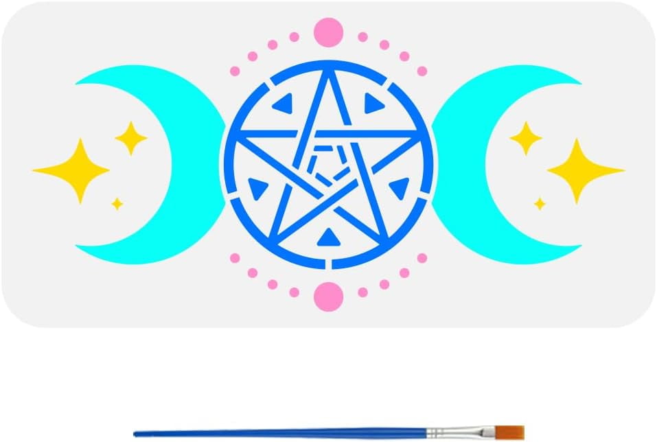 Triple Moon Painting Stencil with 1Pc Plastic Paint Brush 11.8x5.9inch ...