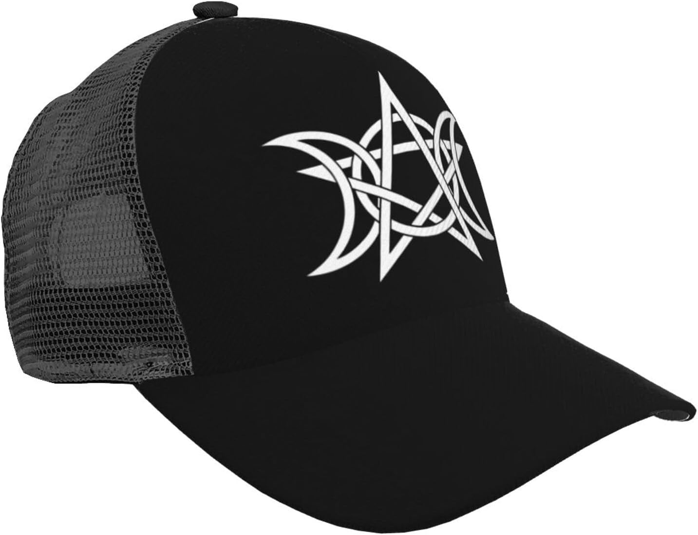 Triple Moon Pentacle Pagan Mesh Baseball Hat Adjustable Curved Brim ...