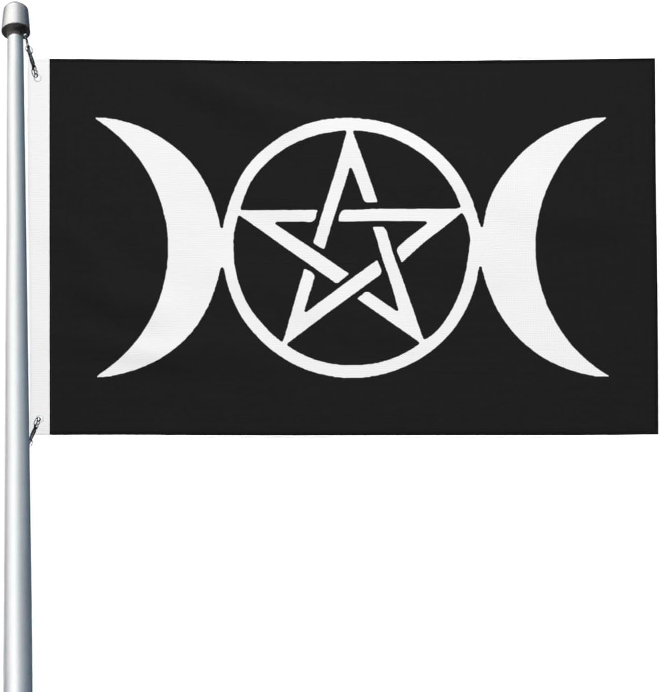 Triple Moon Pentacle Pagan Platinum Logo Flag 3x5 Ft Outdoor Decoration ...