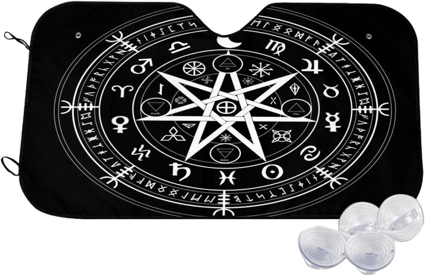 Triple Moon Pentagram Goddess Wiccan Car Windshield Sunshade for Most ...